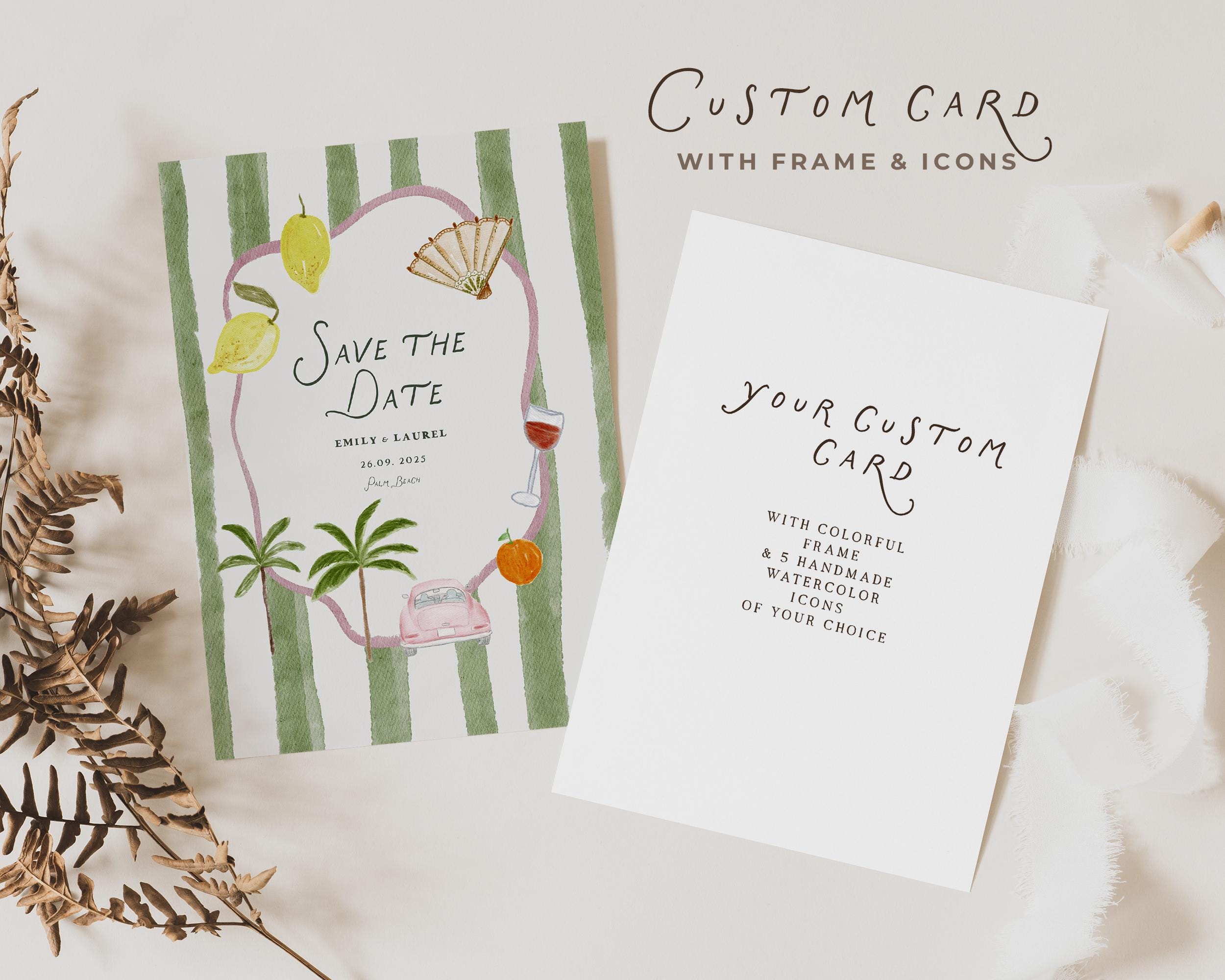 Custom Save the Date Card - Bespoke Wedding Invitation - Hand Drawn ...