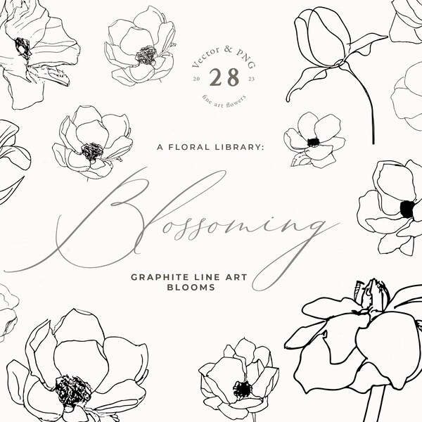 Floral Line Art Etsy
