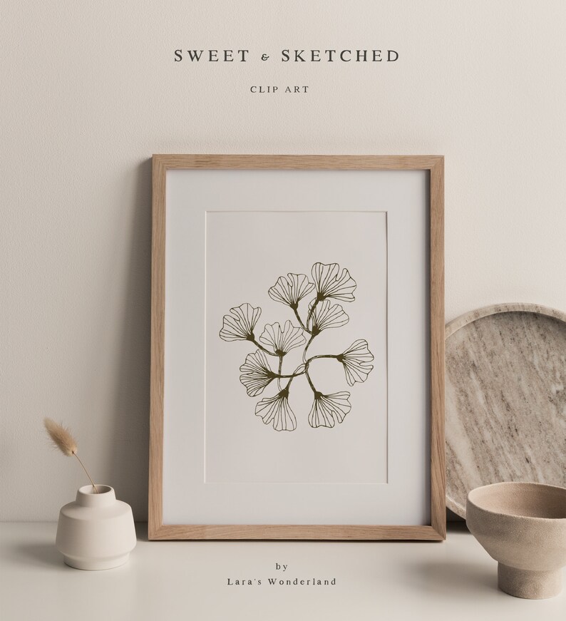 Hand Drawn Rustic Botanical Line Art Sketches Floral Line - Etsy