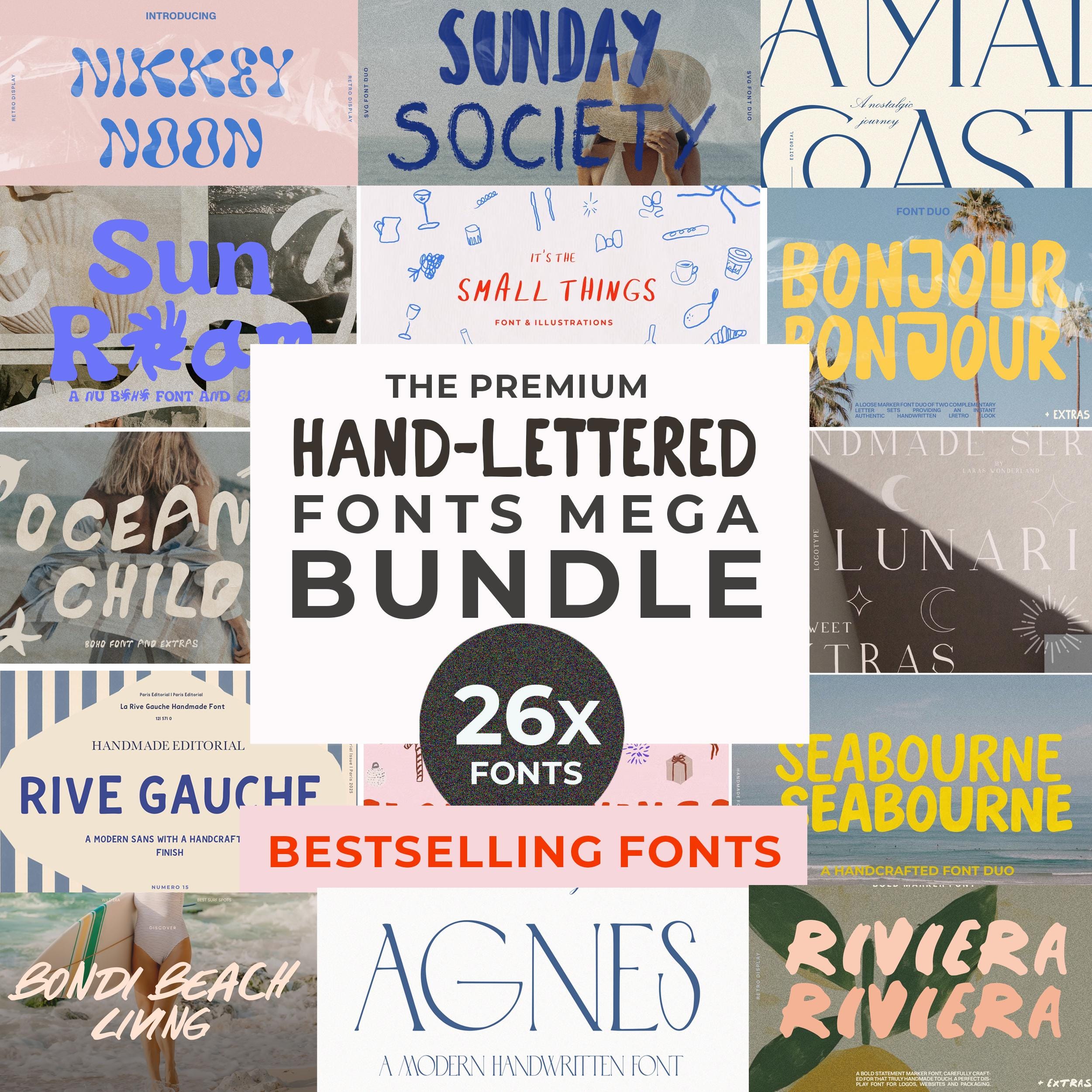 Hand Lettered Fonts Mega Bundle - Handmade Font Bundle - Hand Lettering ...