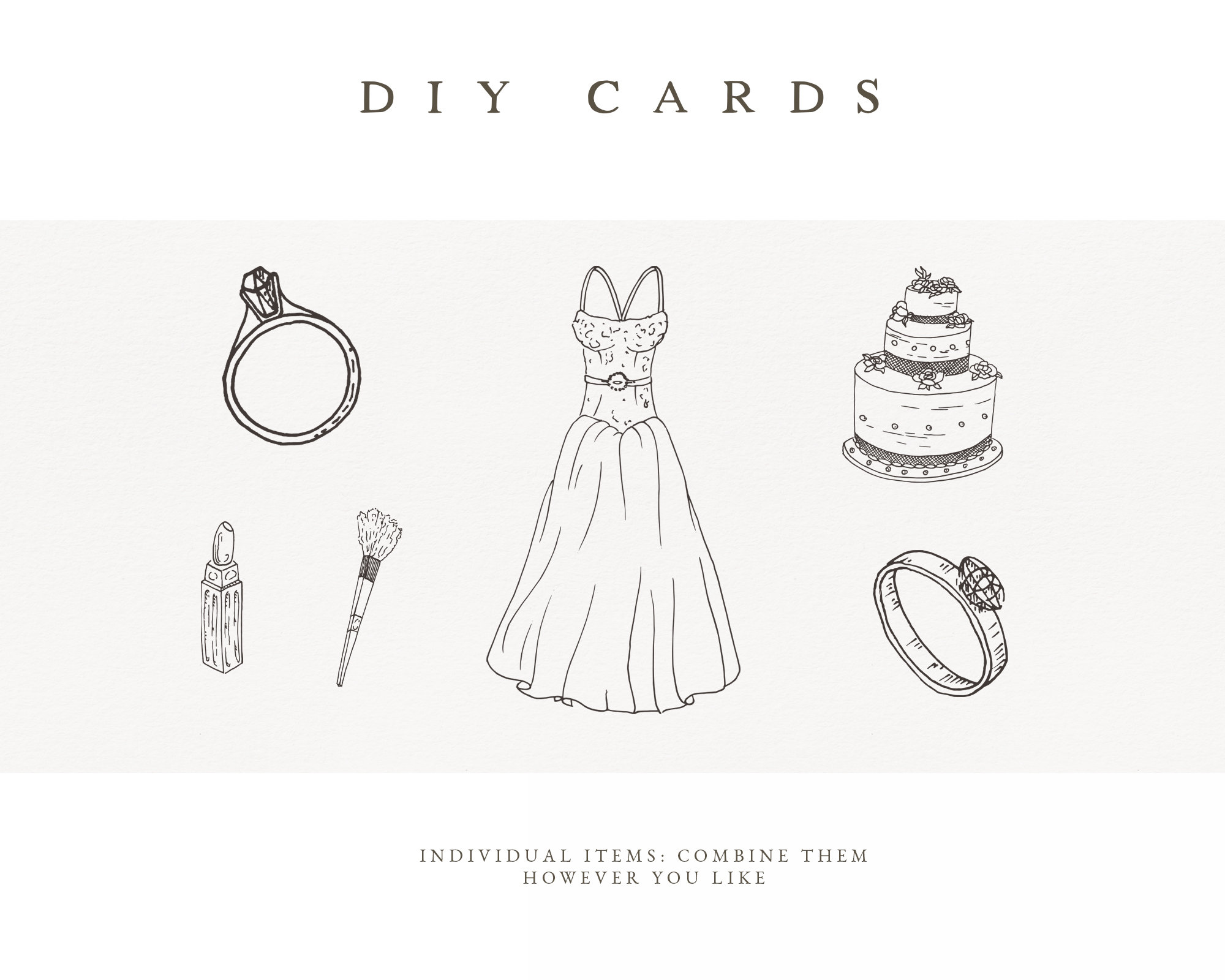 Wedding line art icon hand drawn line art wedding card | Etsy