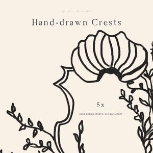 Hand Drawn Crest PNG - Floral Hand Drawn Wedding Crest - Handmade ...