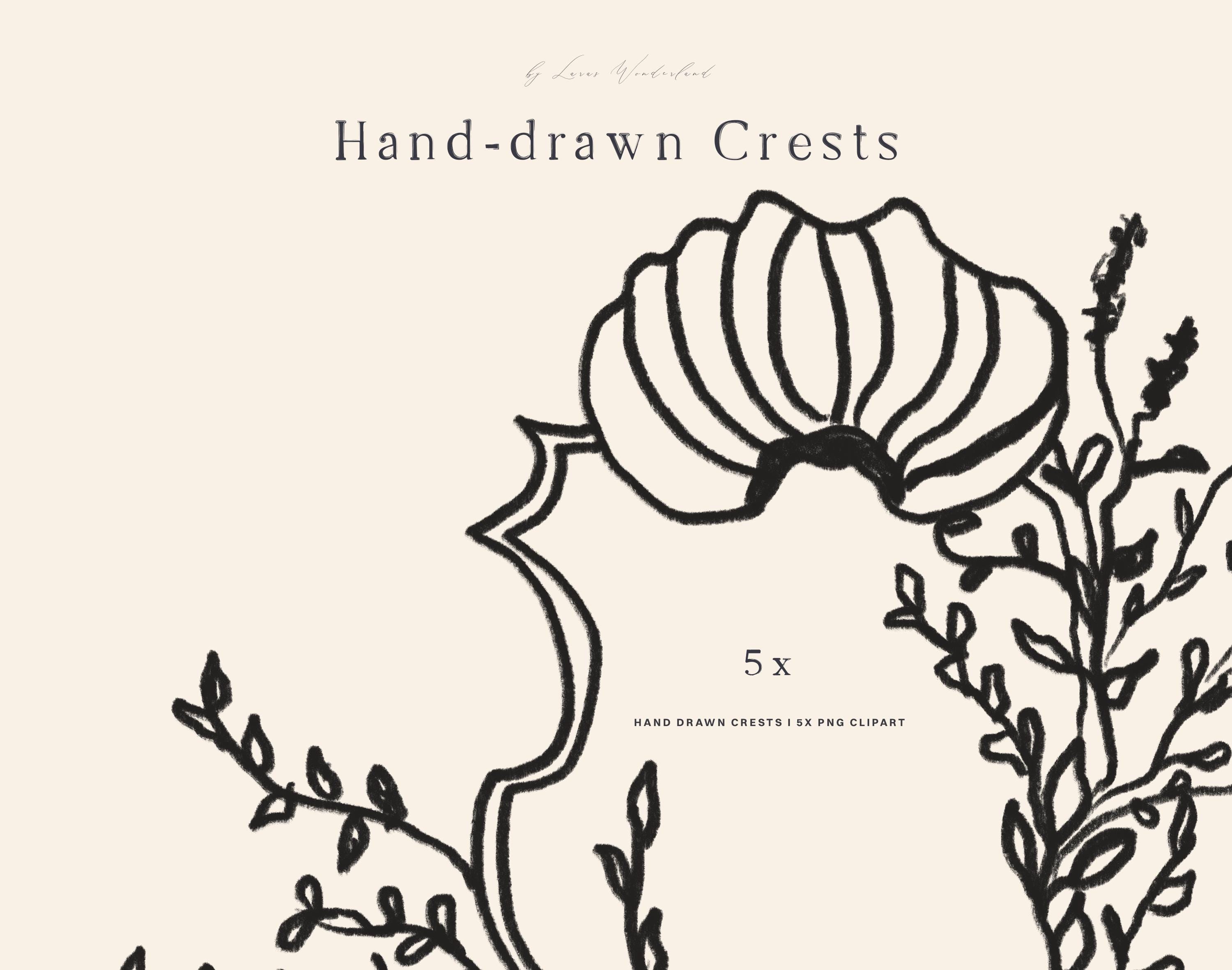 Hand Drawn Crest PNG - Floral Hand Drawn Wedding Crest - Handmade ...