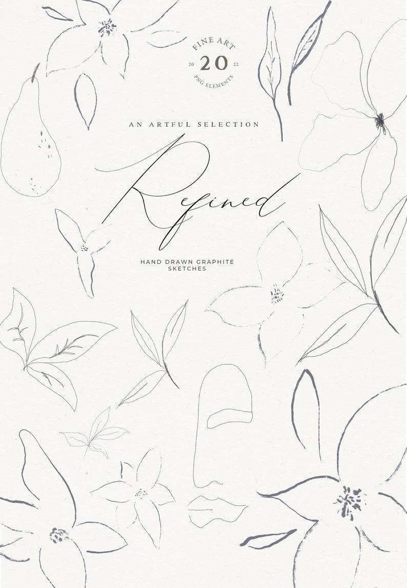 Fine Art Flower Clip Art Loose Sketch Flower Drawing Etsy