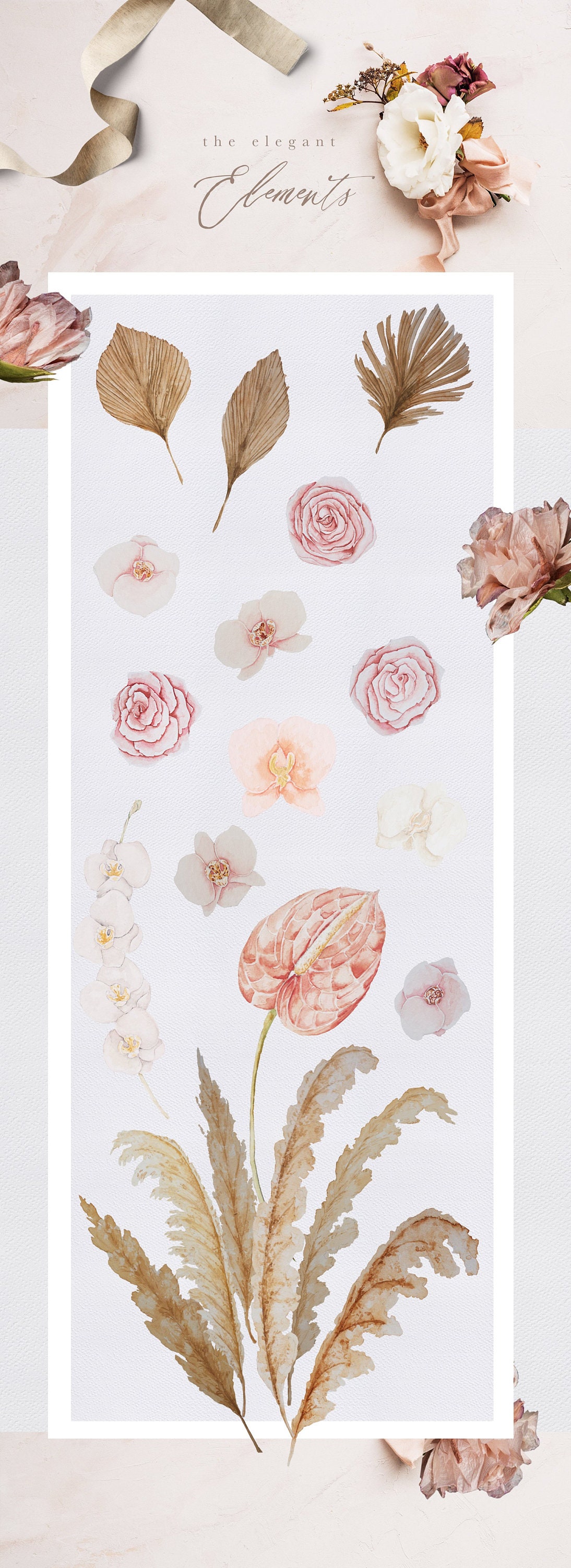 Boho Blush Wedding Watercolor Set Bohemian Wedding - Etsy