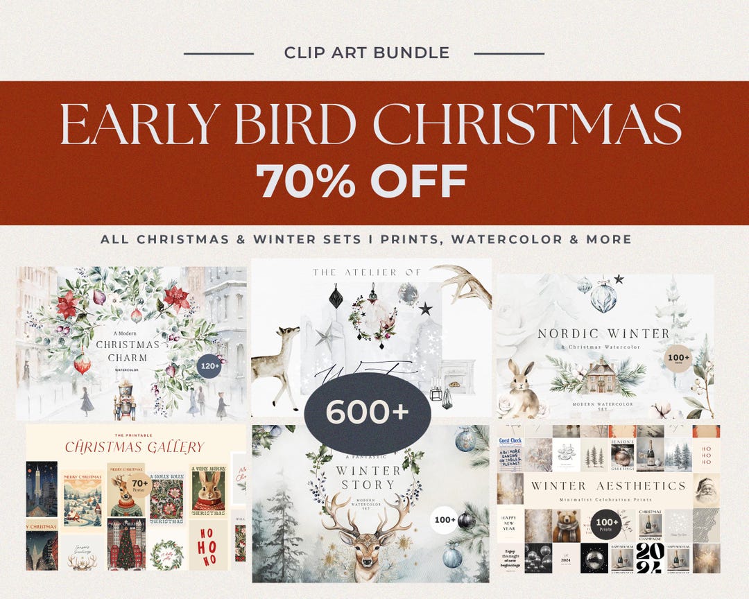 Christmas Watercolor Bundle Christmas Card DIY Christmas Clipart Bundle ...