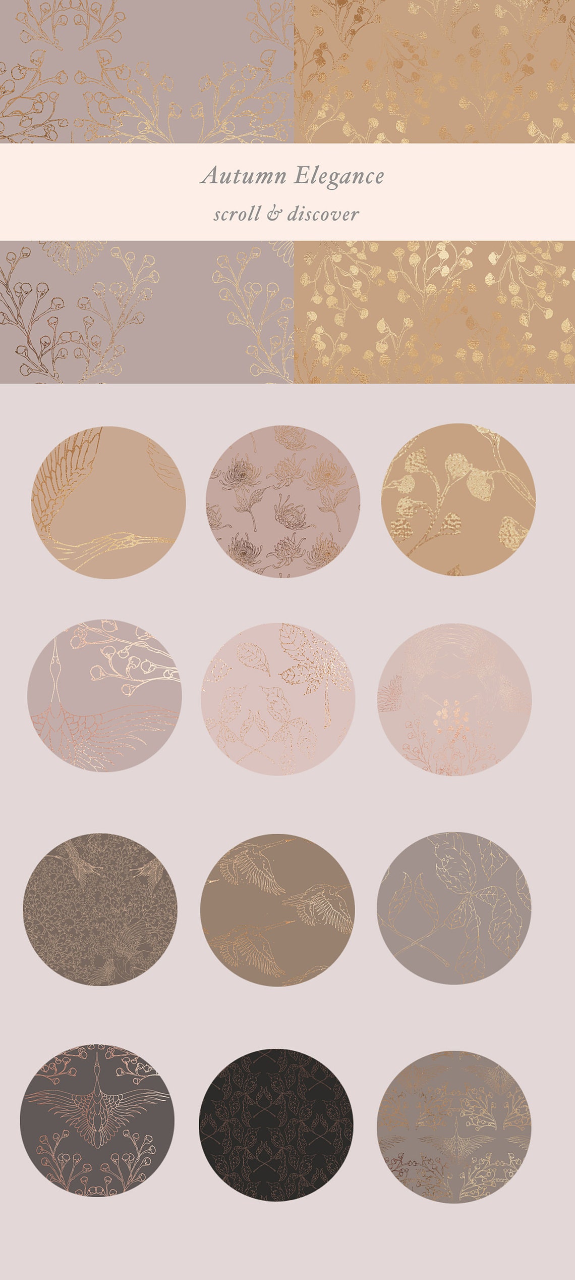 Autumn Digital Paper Golden Digital Paper Autumn Line Art | Etsy