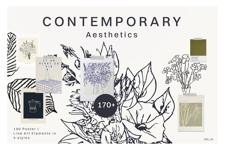Modern Line Art Bundle PNG Contemporary Line Art - Etsy