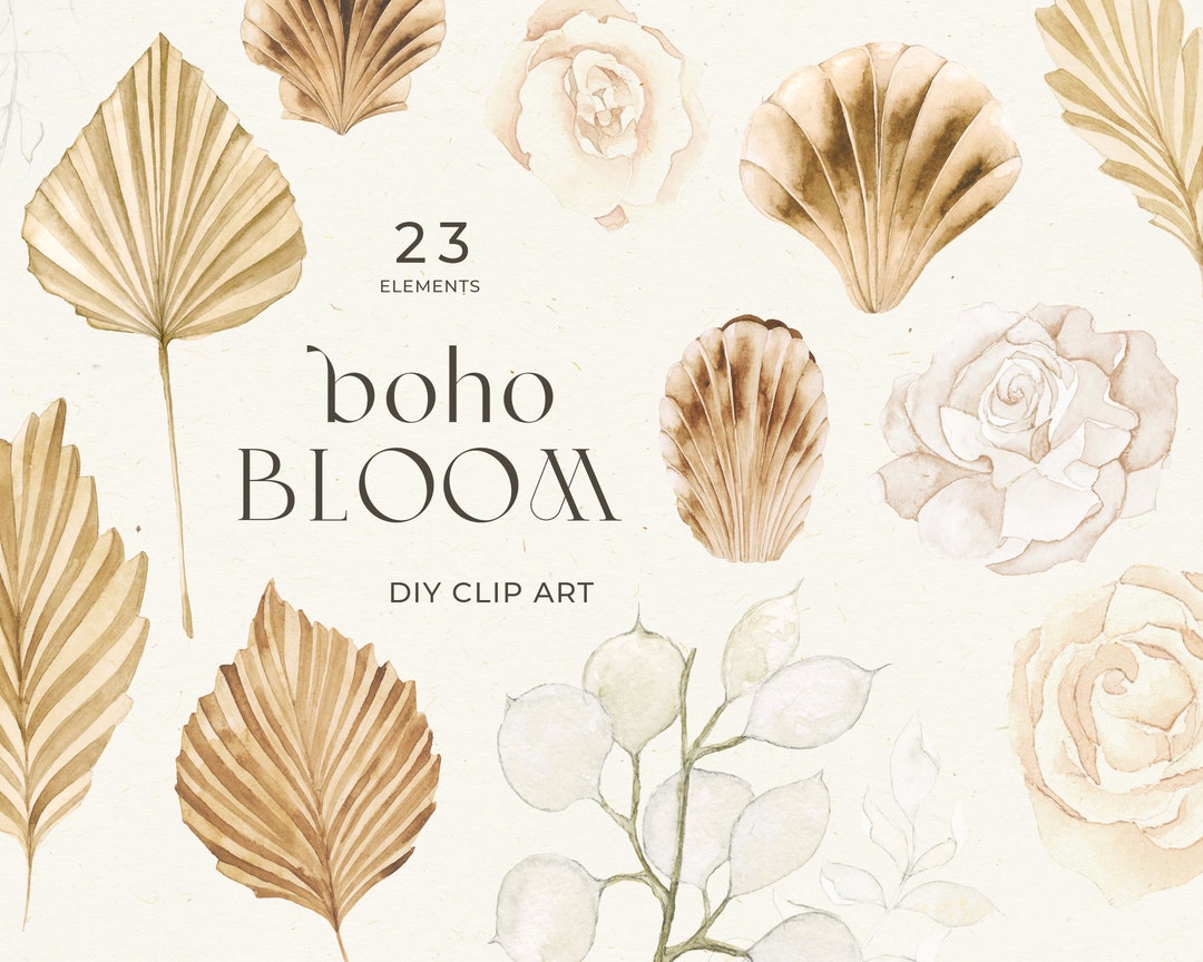 Dried Flower Watercolor Clip Art, Dried Leaves Watercolor Clip Art ...