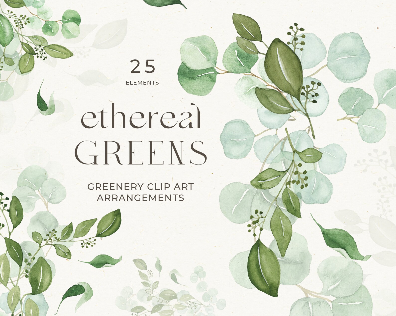 Watercolor Greenery Clip Art Watercolor Leaves Wreath Hand - Etsy Canada