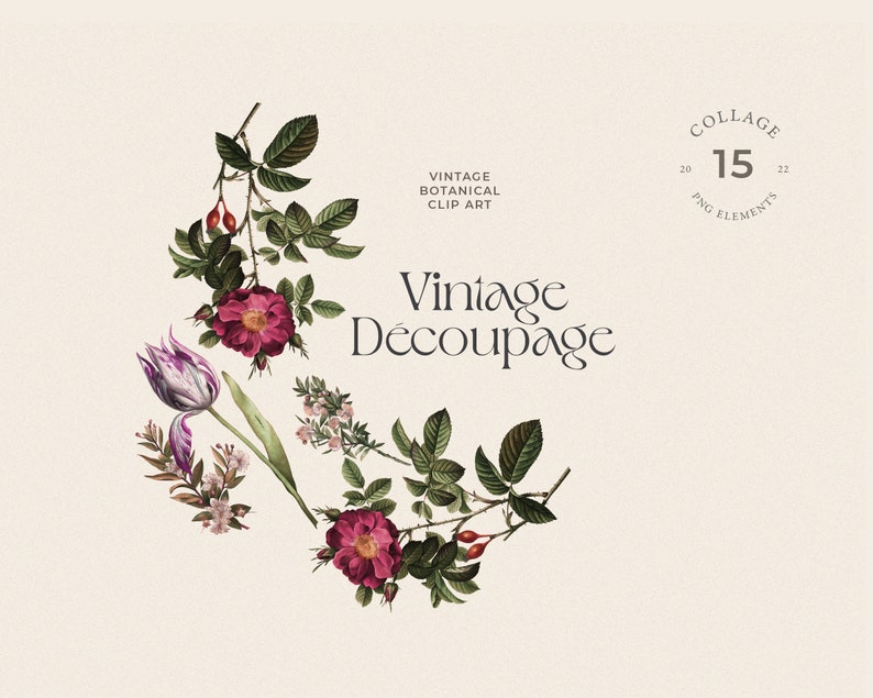 Vintage Collage Art Floral Collage Clip Art Original - Etsy