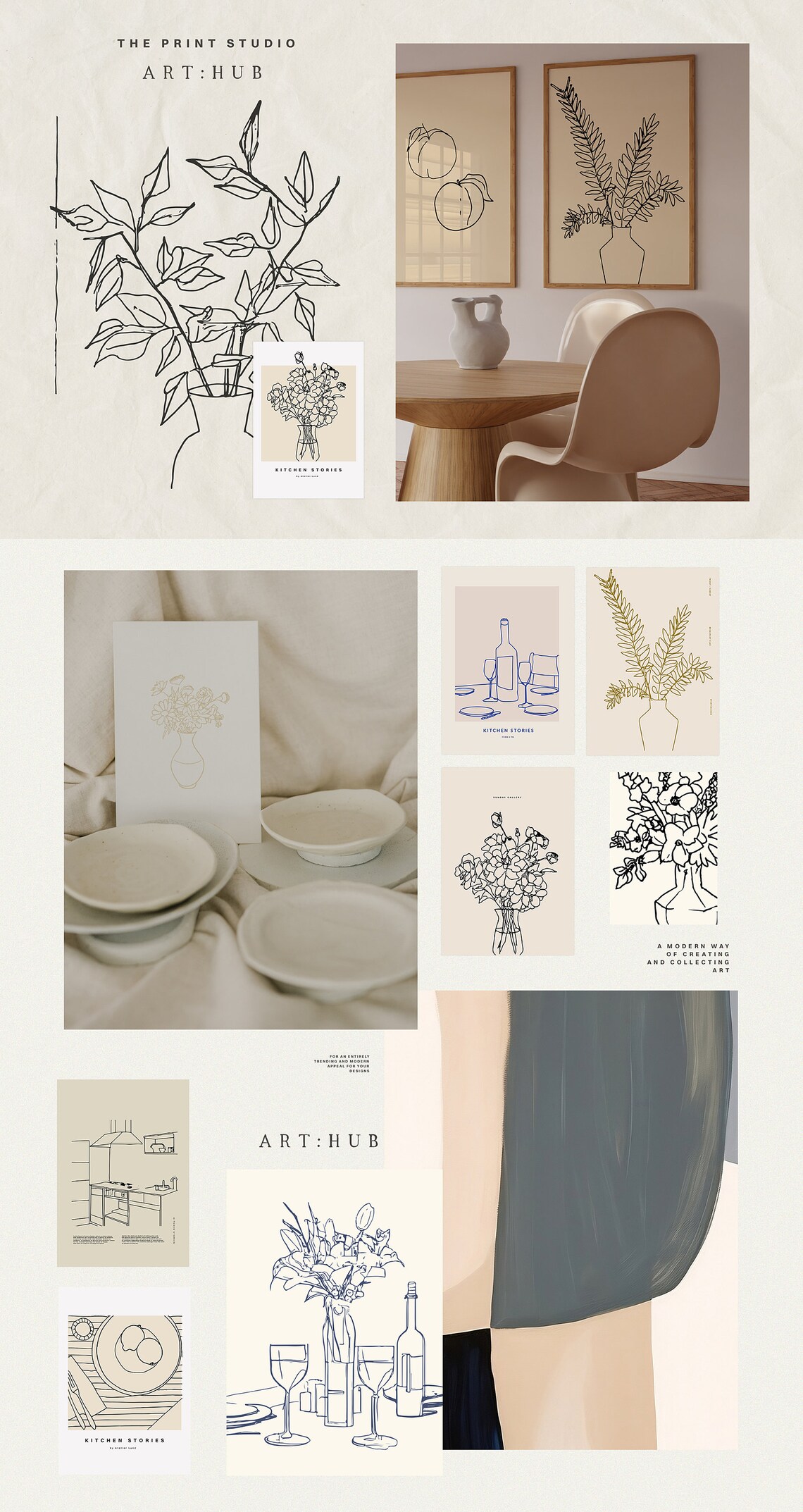 Printable Poster Bundle - Line Art Illustration Bundle - Abstract ...