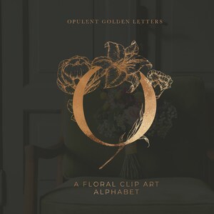 Golden Monogram Letters, Floral Alphabet Clip Art, Gold Foil Letter ...