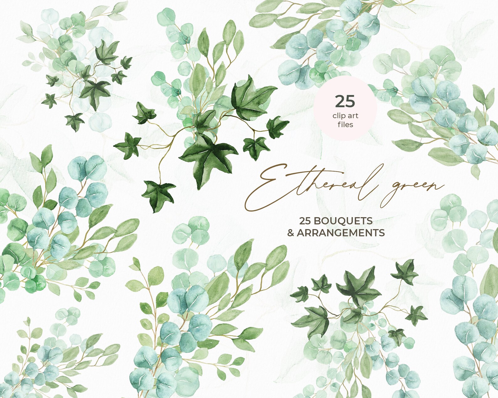 Watercolor Greenery Clip Art Watercolor Leaves Wreath Hand - Etsy Canada