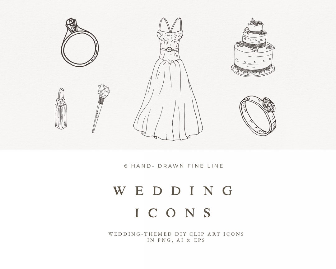 Wedding Line Art Icon, Hand Drawn Line Art, Wedding Card Creator ...