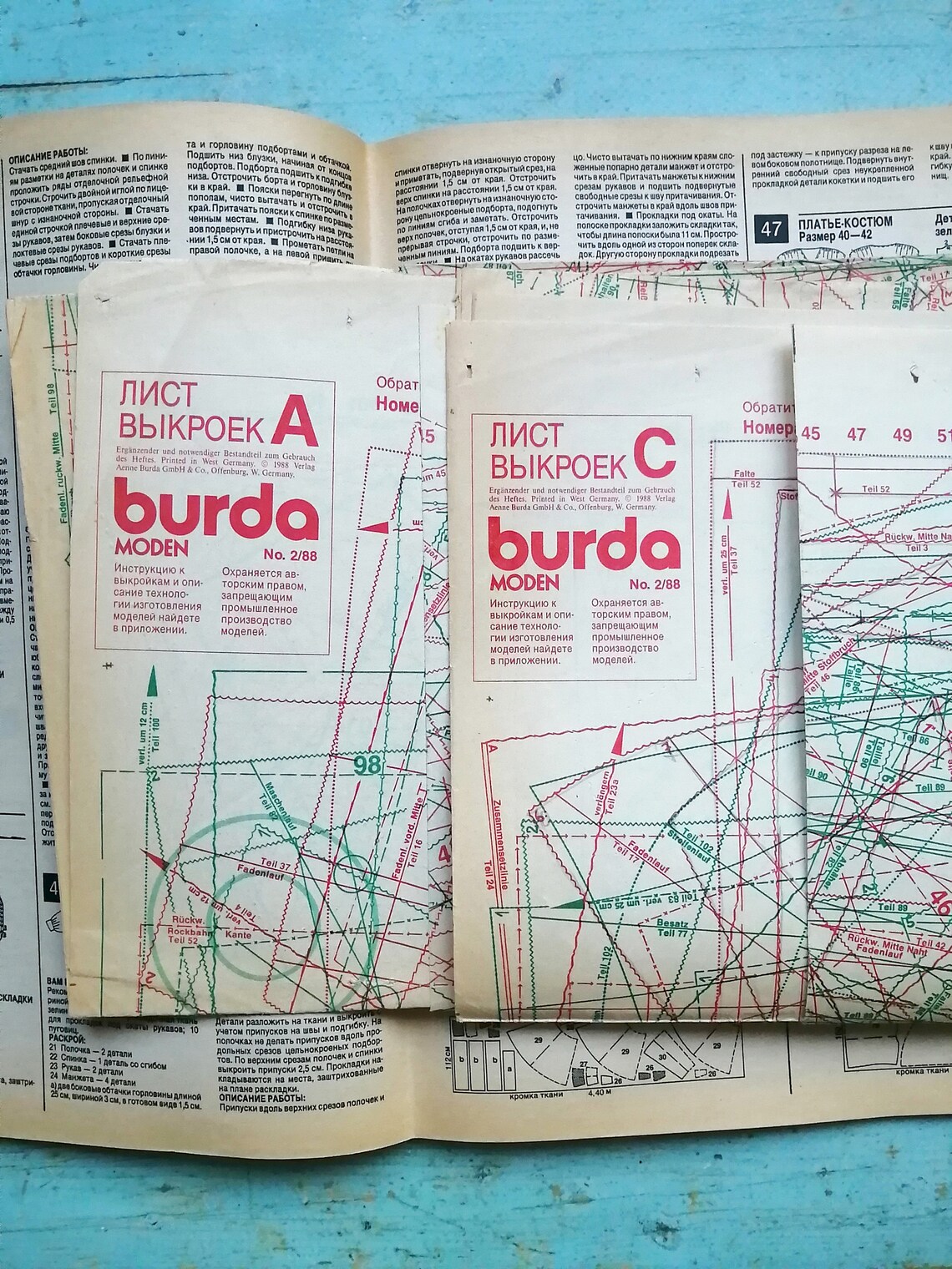 Vintage Magazines BURDA Moden 2 1988. Retro Burda. Patterns | Etsy