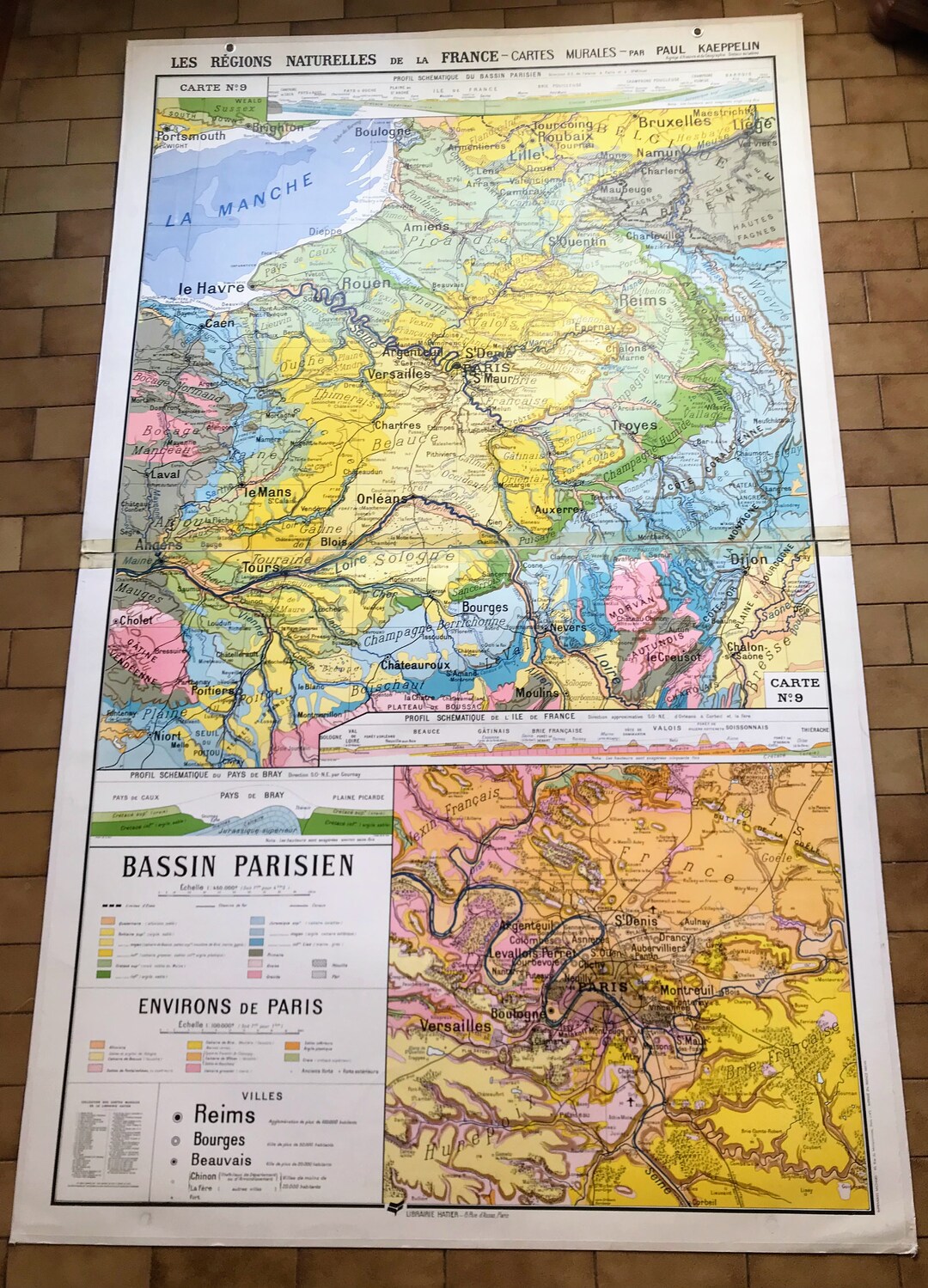 Paris Bassin Parisien / France Paris Basin Old Map Hatier - Etsy