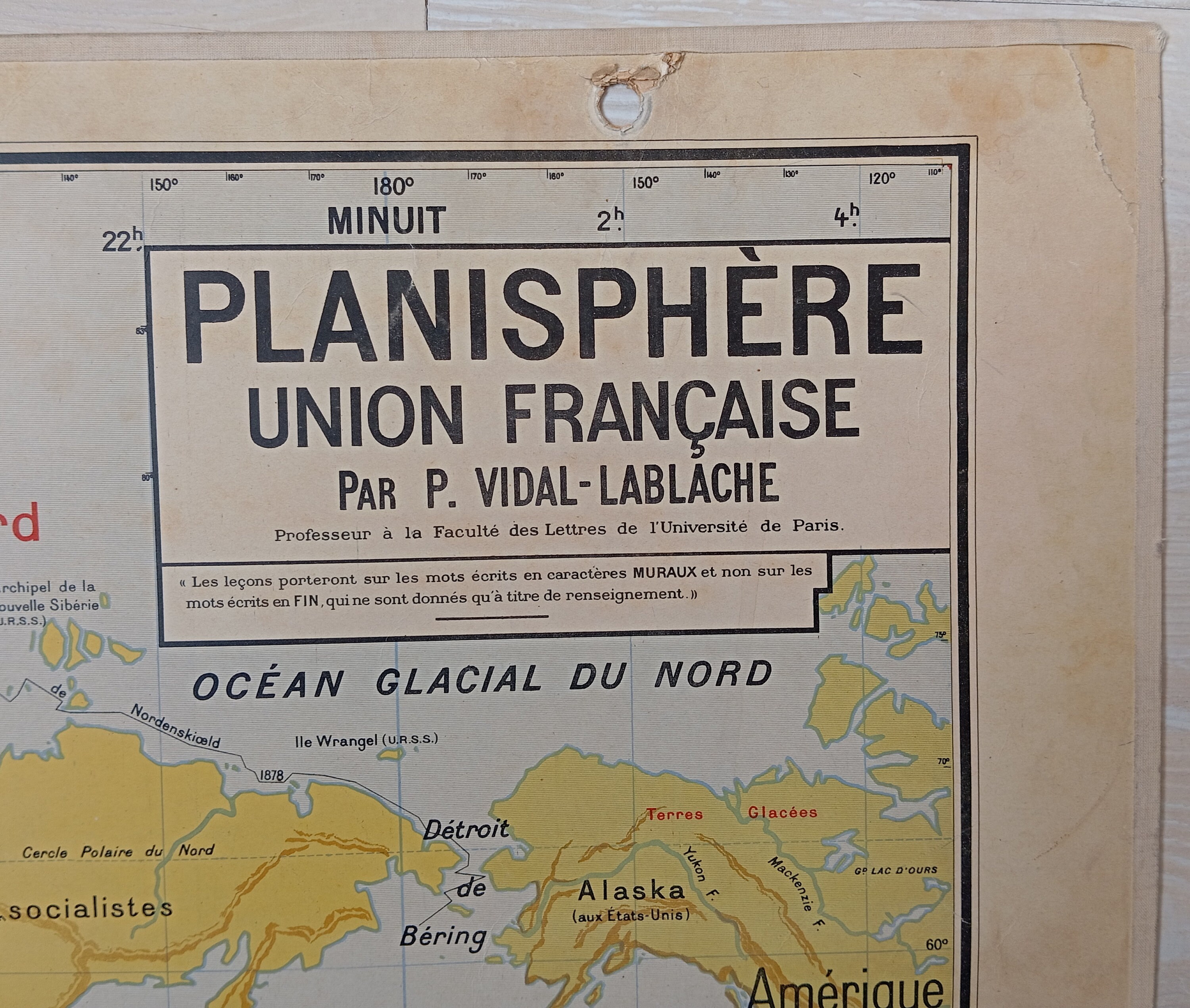 Planisphere, Colonies / World Map, French Colonies Old School Map Vidal ...
