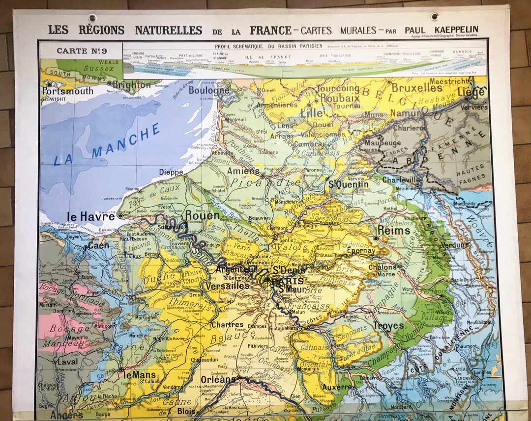 Paris, Paris Basin / France Paris Basin Old Map Hatier Kaeppelin 6 ...