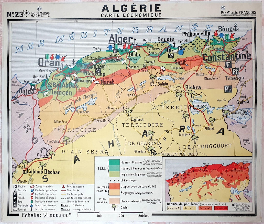 Algeria, North Africa, Maghreb / Algeria, North Africa - Old School Map ...