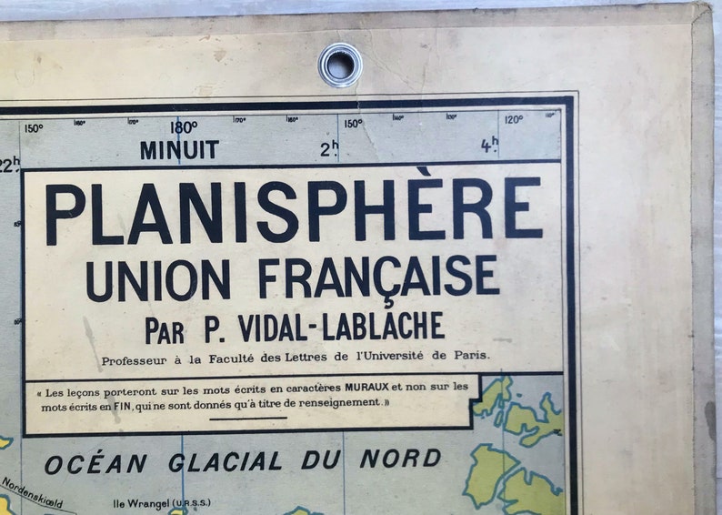 World Planisphere / World French Colonies Old Map - Etsy