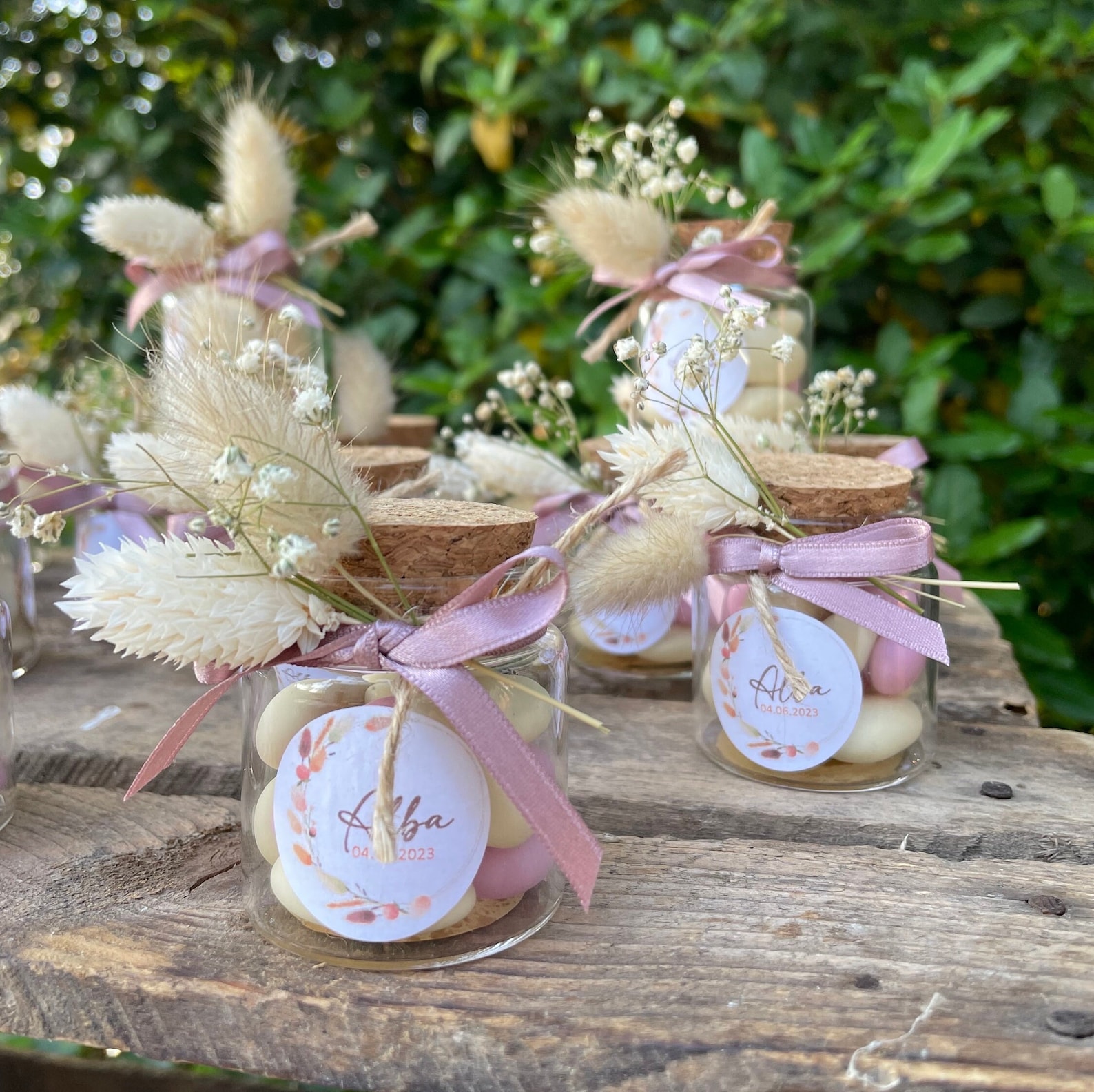 Pot de dragées fleurs séchées Pampa - Etsy France