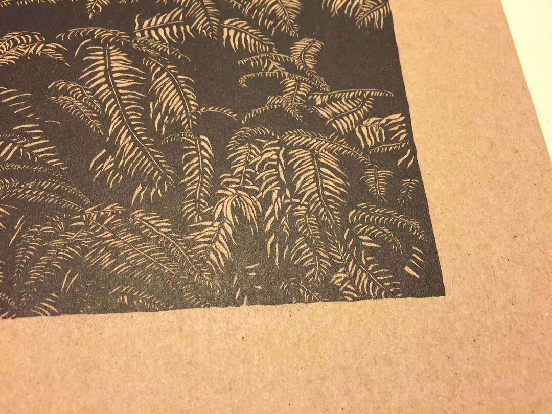 A4 Riso Print Plants Jungle Fern Black Ink Eco Fibre Cardboard 297 Mm X ...