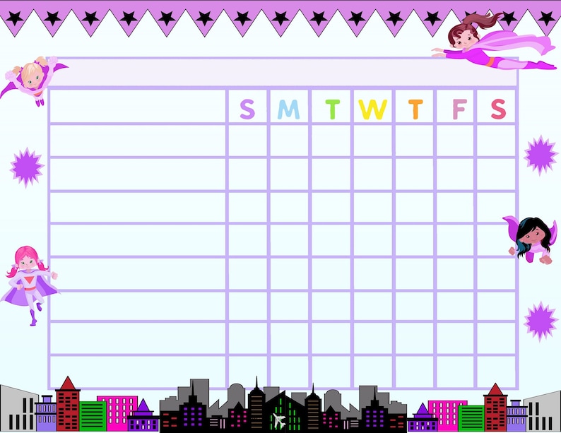 Superhero Chore Charts/reward Charts, Boys & Girls, Printable Chore ...