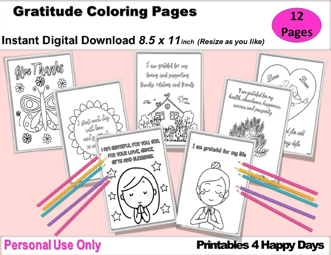 Printable Coloring Pages, Gratitude Journal Coloring, Adult Teen ...