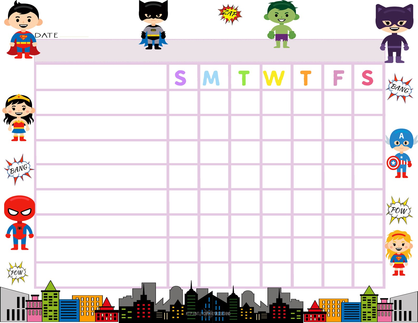 Superhero Chore Charts/reward Charts, Boys & Girls, Printable Chore ...
