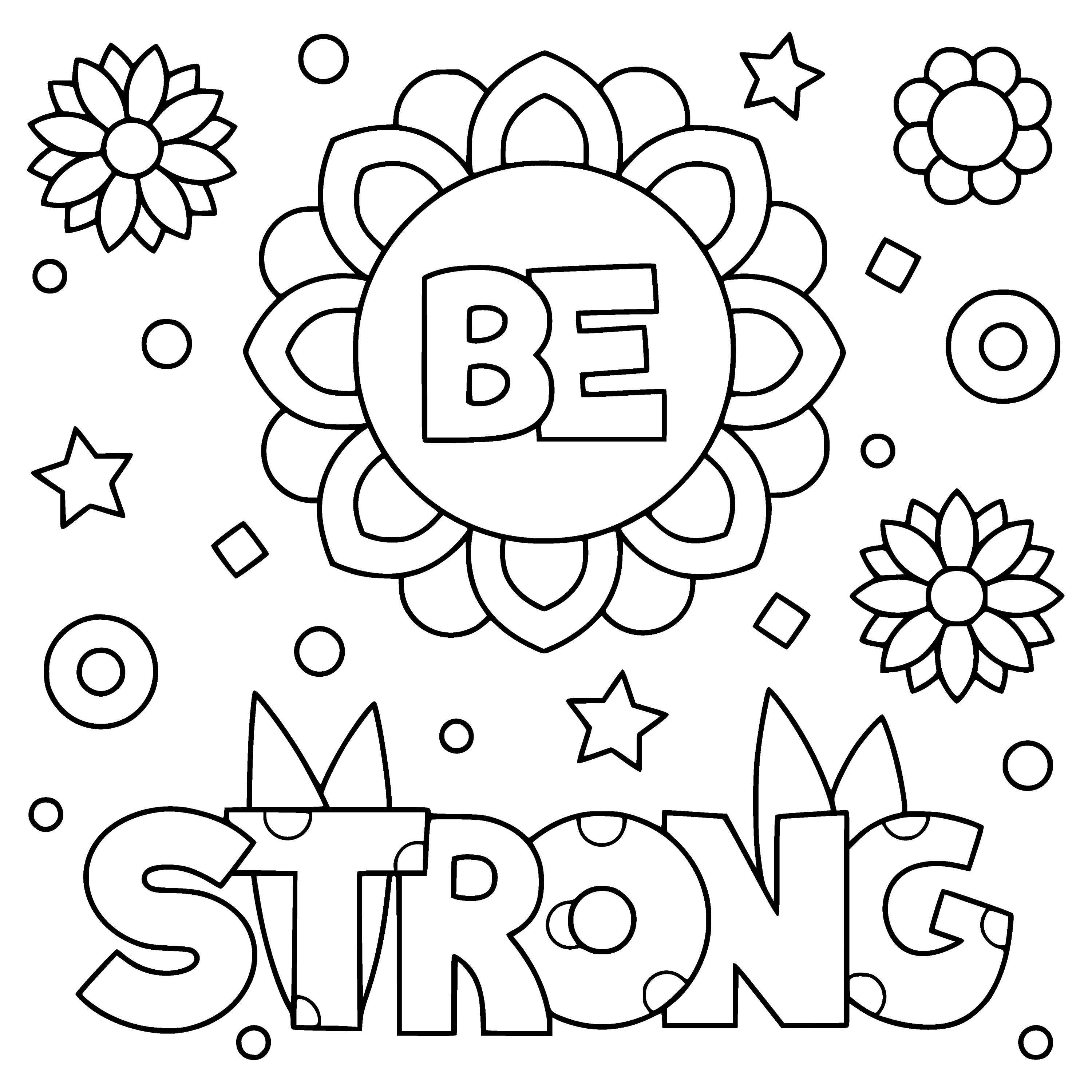 Inspirational PDF Coloring Pages, Positive Message Printable, Self ...