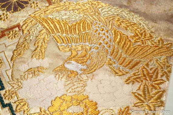 Maru & Hishi Patterns Fukuro Obi - Traditional Japane… - Gem