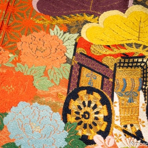 Pine Trees & Wedding Carts Soft Silk Uchikake - Vintage Silk Marriage ...