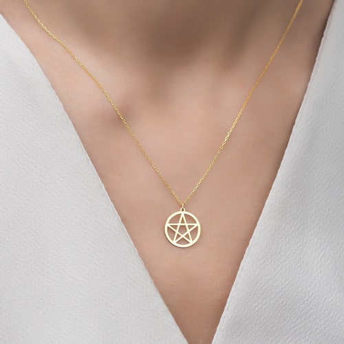 Silver & Gold Pentacle Pentagram Pendant - Etsy