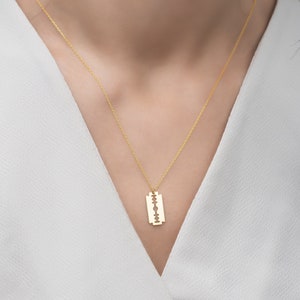 Razor Blade Necklace Gold, Razor Blade Pendant Silver, Razor Blade ...