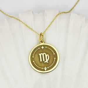 14k Gold Virgo Necklace: Personalized Zodiac Sign Pendant - Etsy