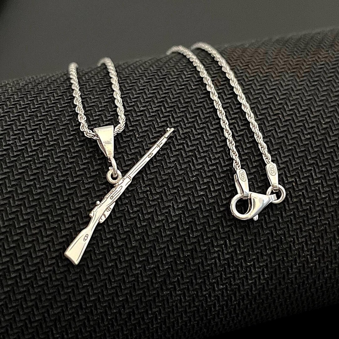 Sterling Silver Hunting Rifle Necklace: Sportsman Pendant, Outdoor ...