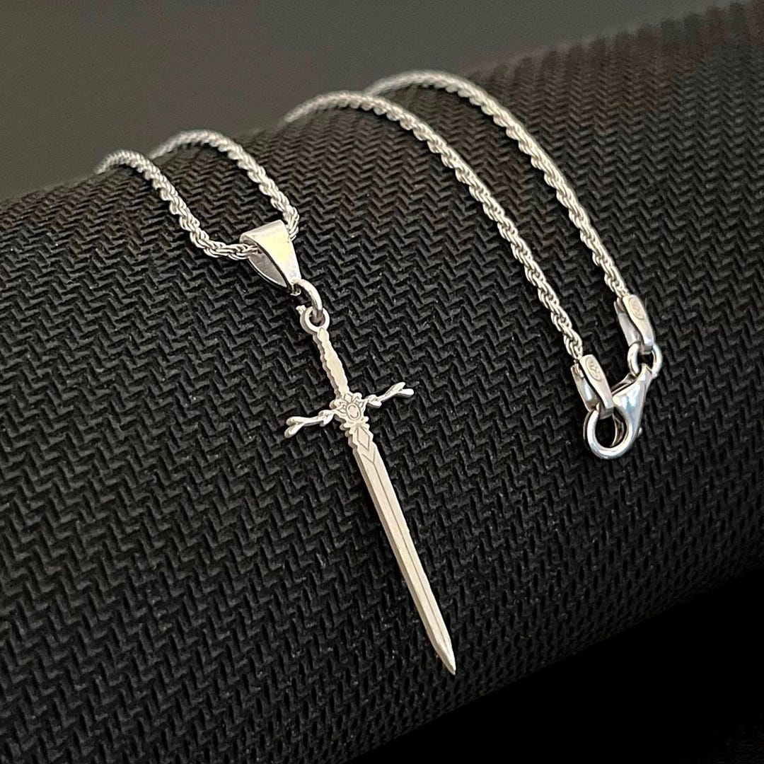 Sterling Silver Knight Sword Pendant: Handmade Crusader Jewelry - Etsy
