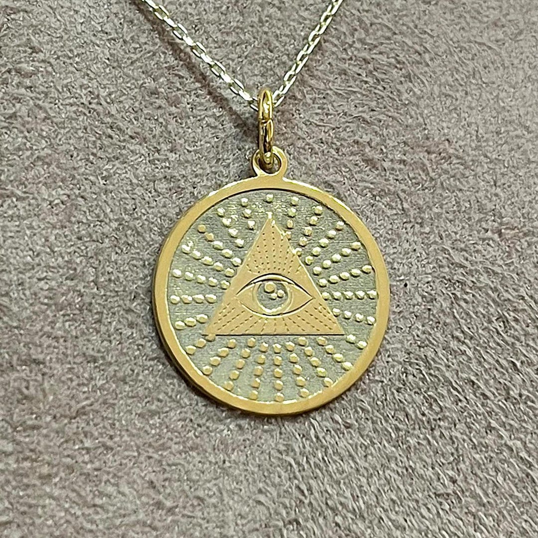 14k Solid Gold Illuminati Necklace: Personalized Eye of Providence ...