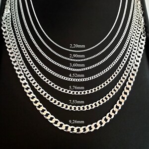 Curb Chain Necklace, 925 Sterling Silver Cuban Link Chain, Curb Chain ...