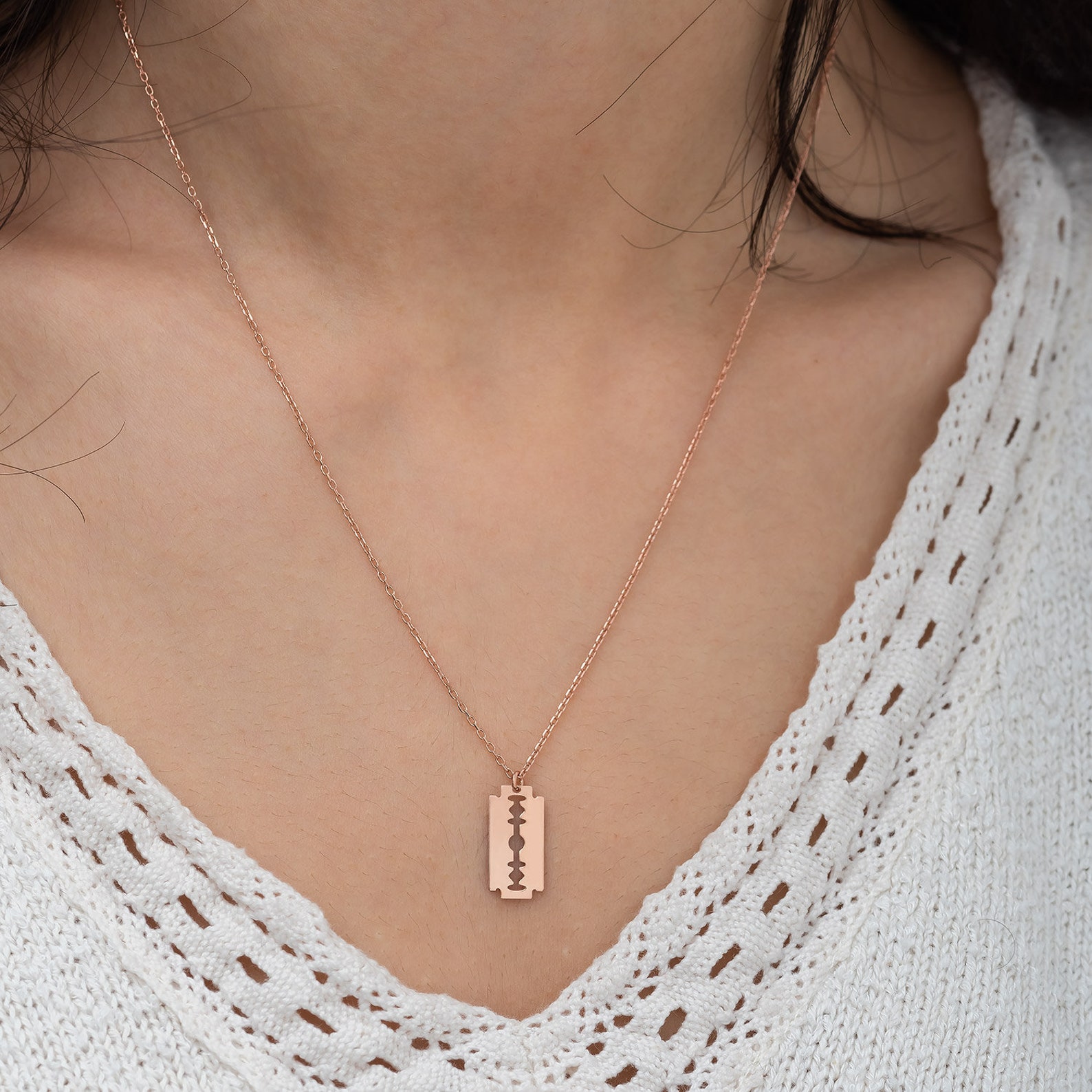 Sterling Silver Razor Blade Necklace: Handmade Charm Pendant - Etsy