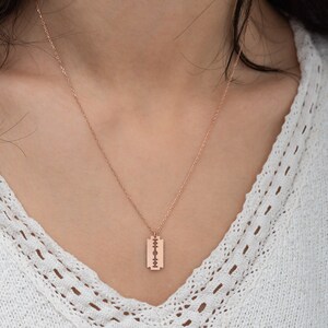 Razor Blade Necklace Gold, Razor Blade Pendant Silver, Razor Blade ...