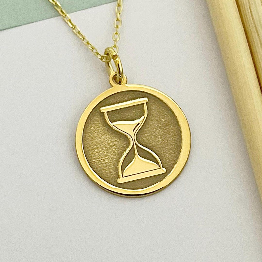 14k Solid Gold Hourglass Necklace: Personalized Time Turner Pendant - Etsy
