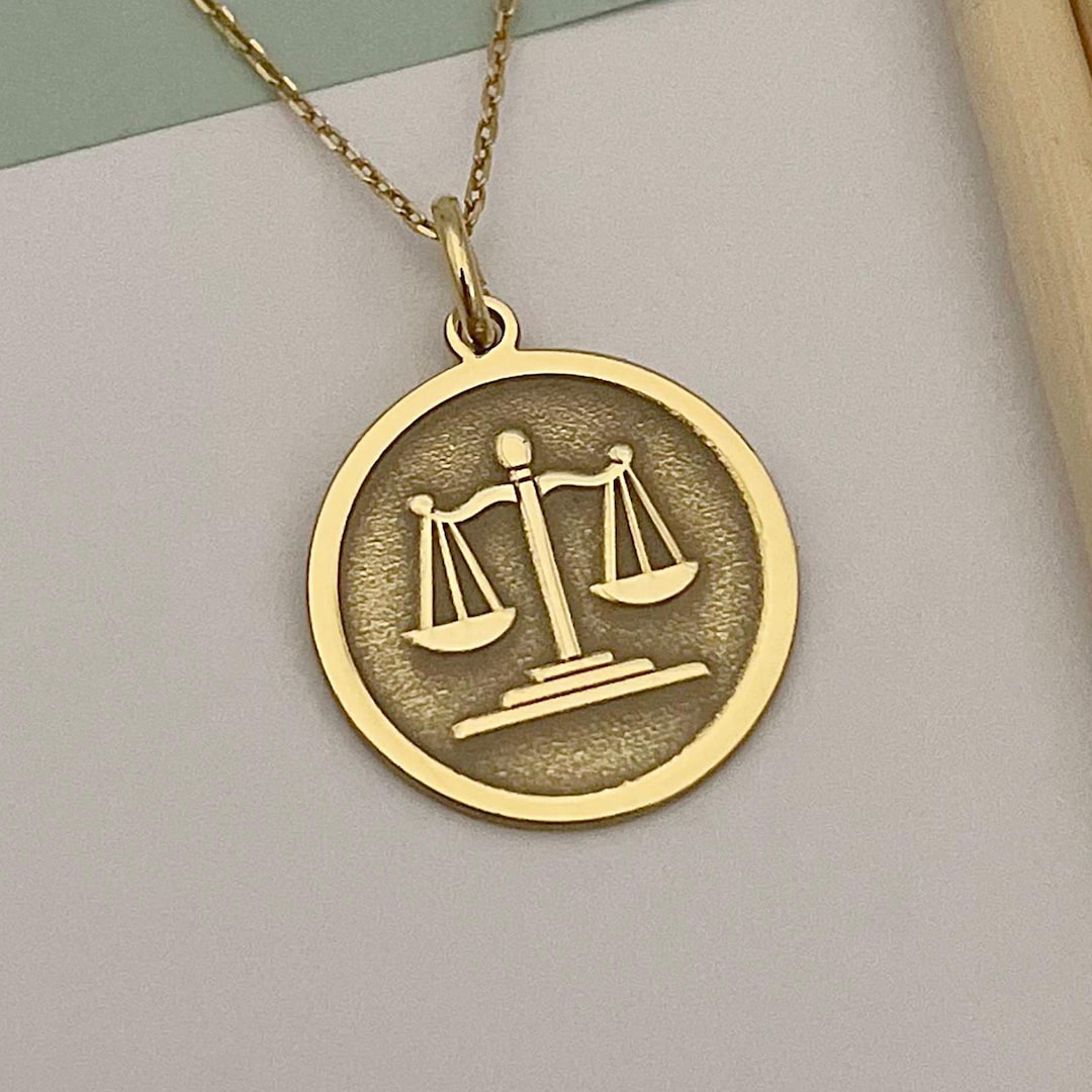 925 Sterling Silver Scales of Justice Necklace: Personalized Lawyer ...