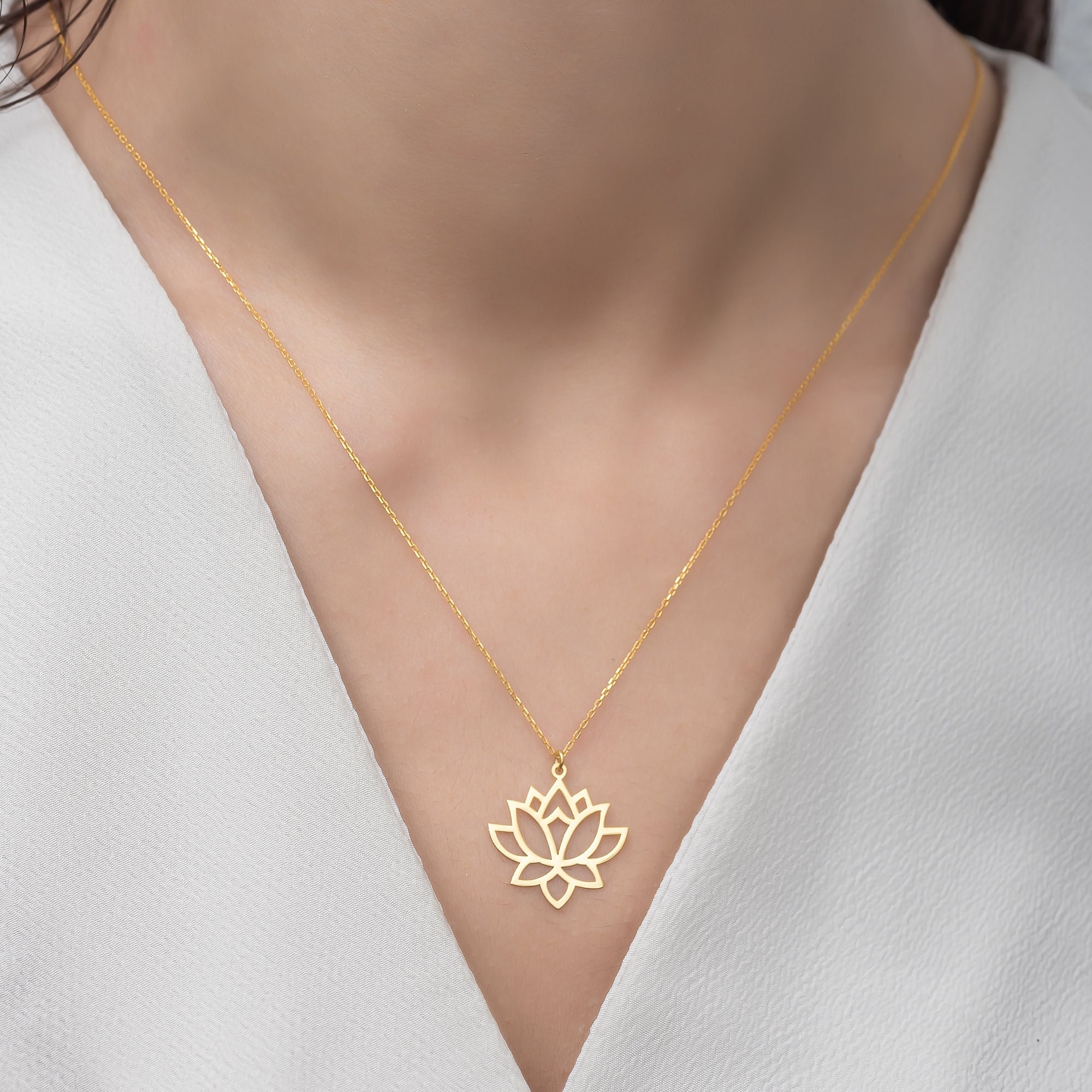 Silver Lotus Flower Necklace Lotus Flower Jewelry Lotus - Etsy