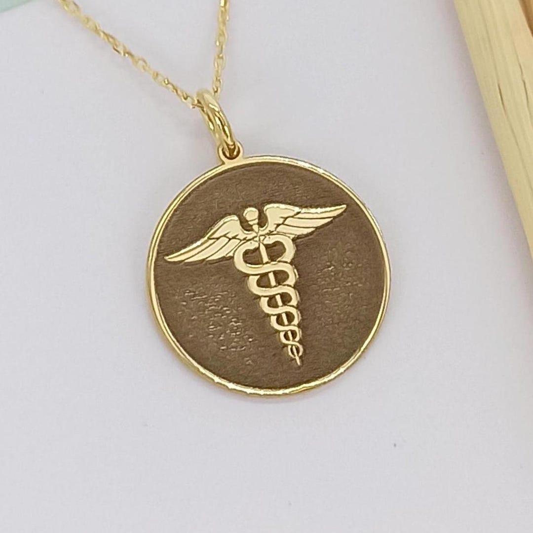 14k Gold Personalized Caduceus Necklace: Medical Symbol Jewelry, Doctor ...