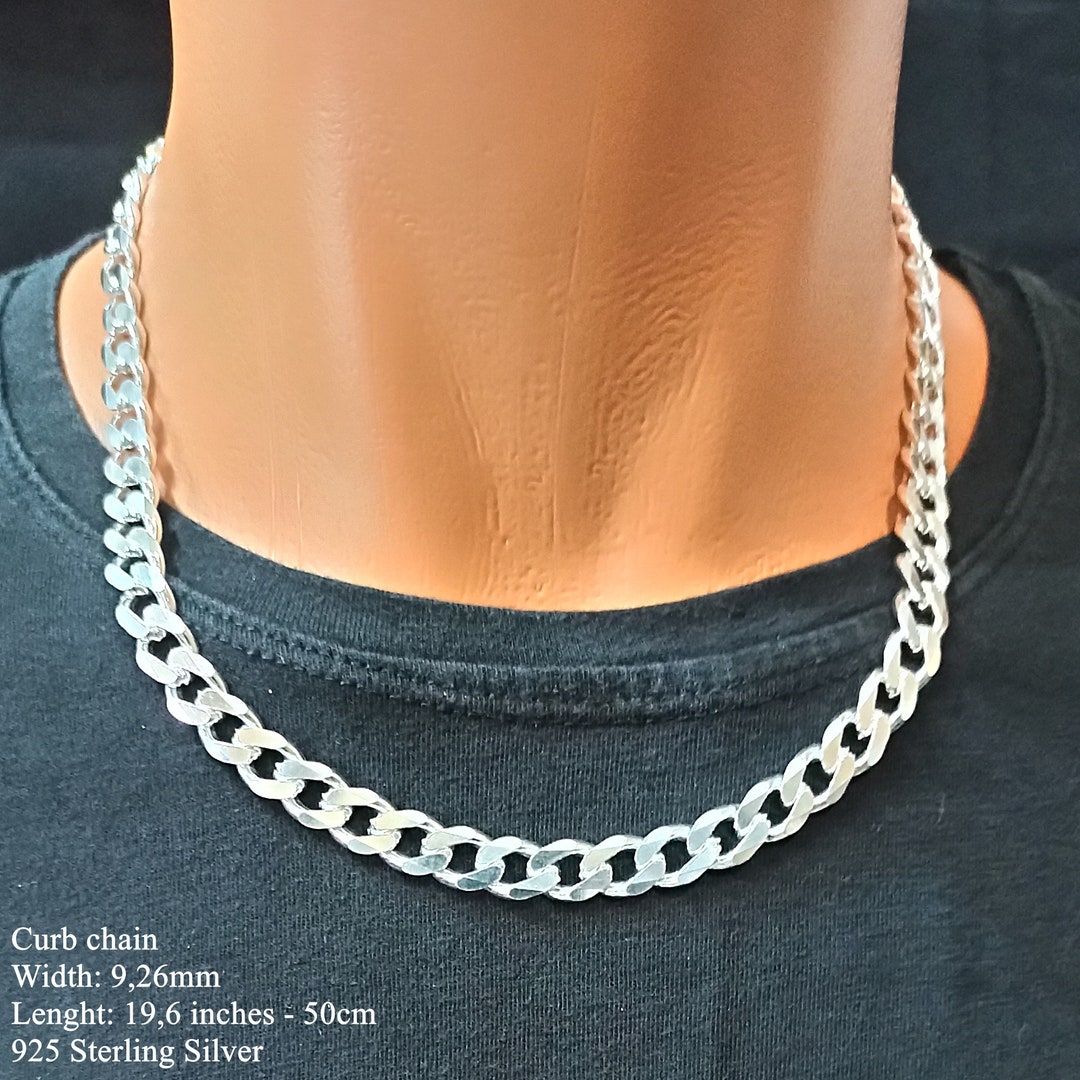 Curb Chain Necklace, 925 Sterling Silver Cuban Link Chain, Curb Chain ...