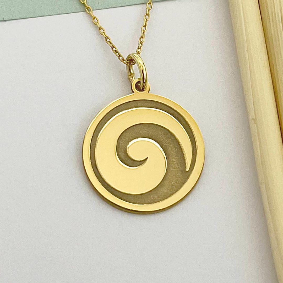 14k Solid Gold Koru Spiral Necklace, Personalized Koru Spiral Maori ...