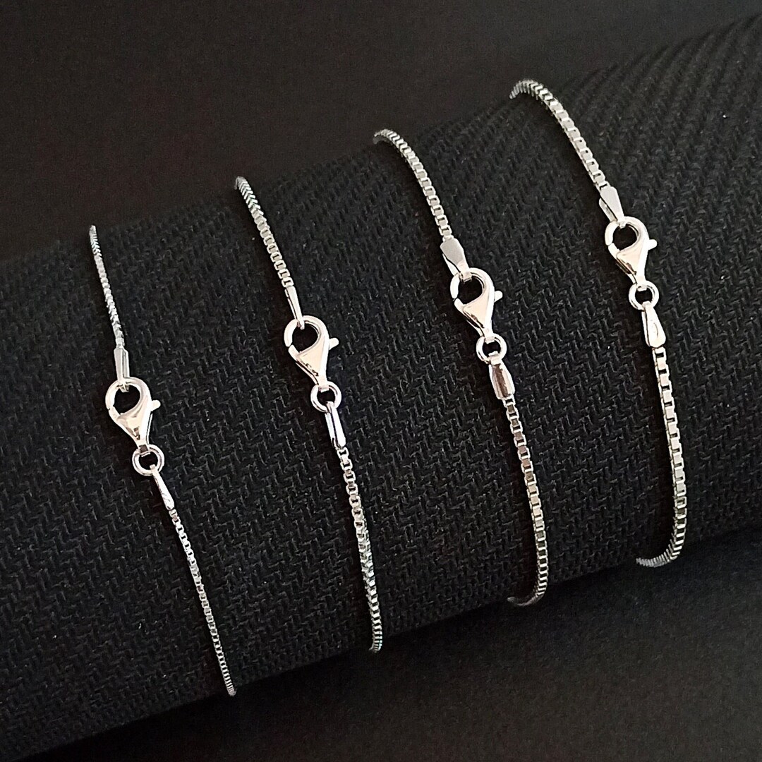 925 Sterling Silver Square Box Chain Bracelet - Men & Women - Etsy