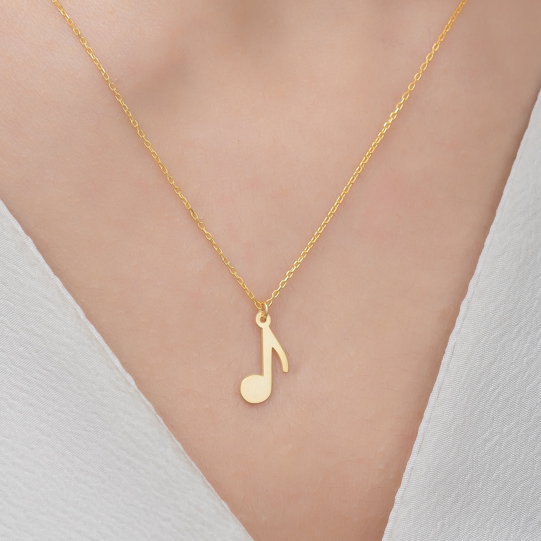 14K Gold Music Note Necklace: Sterling Silver Music Jewelry Gift - Etsy
